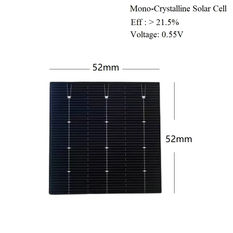 100pcs Monocrystalline Solar cells 52mm x 52mm Double Side A Grade High Efficiency For DIY Solar ...