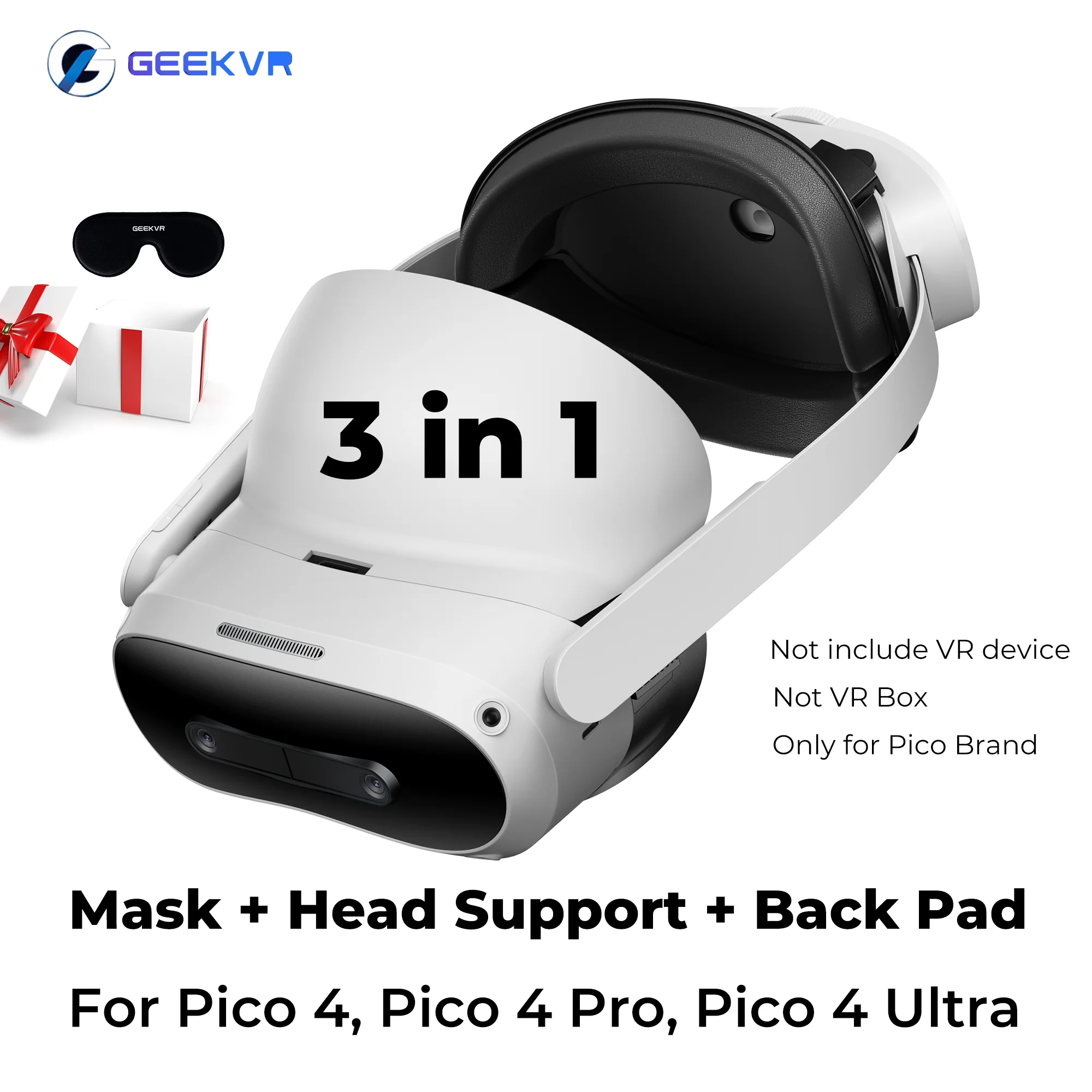 GEEKVR Face Cover Facial Interface Face Mask & Head Strap for Pico 4 ...