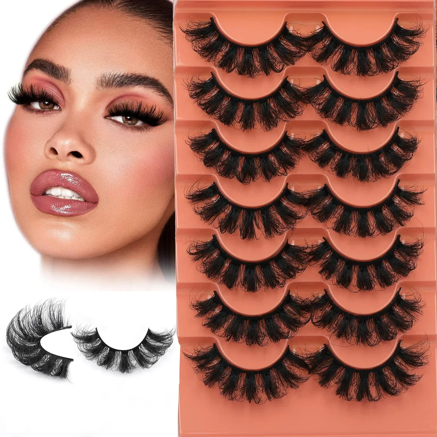 7-Pairs-Fluffy-Faux-Mink-Lashes-Wispy-False-Eyelashes-Thick-Volume-Fake ...