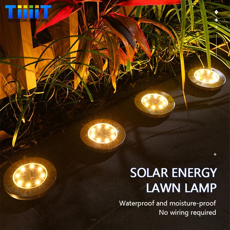 8/20LED Outdoor Solar Disc Light IP65 Outdoor Garden Solar Underground ...