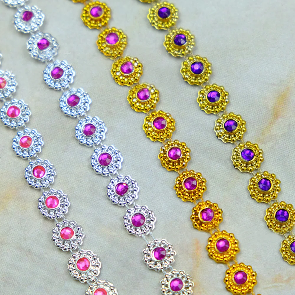 NEW 4 Yards Small Plum Diamond Chain Lace Acrylic Rhinestone Lace Dance ...