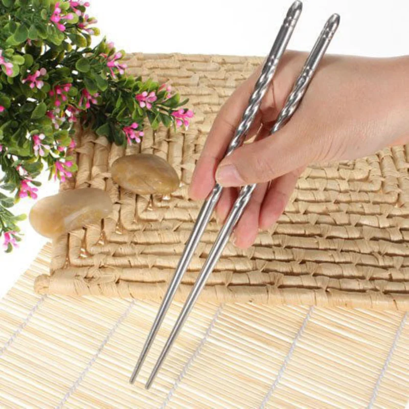 2Pair-Chinese-Stylish-Non-slip-Design-Chop-Sticks-Stainless-Steel ...