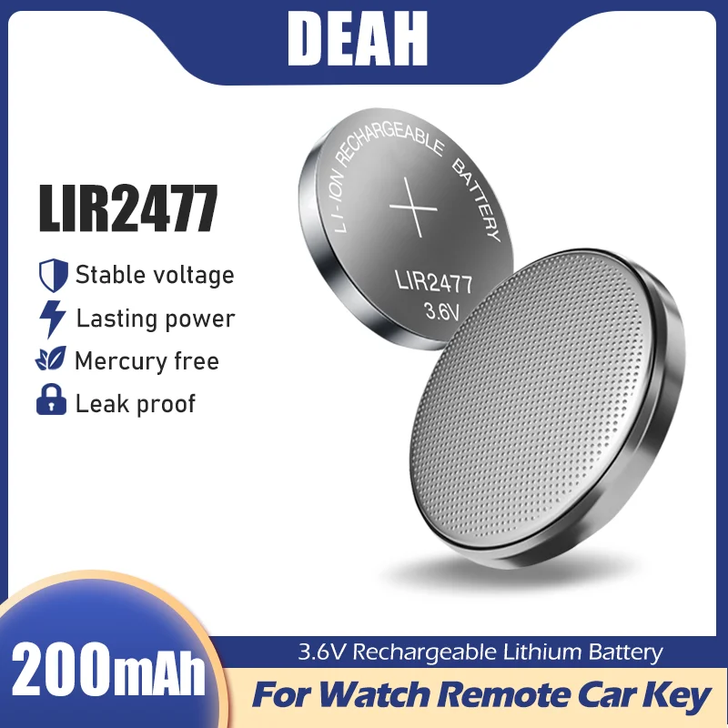 New LIR2477 LIR 2477 3.6V 200mAh Rechargeable Lithium Battery For Watch ...