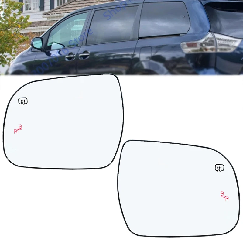 For Toyota Sienna 2011-2019 Blind Spot Warning Rearview Mirror Lens ...
