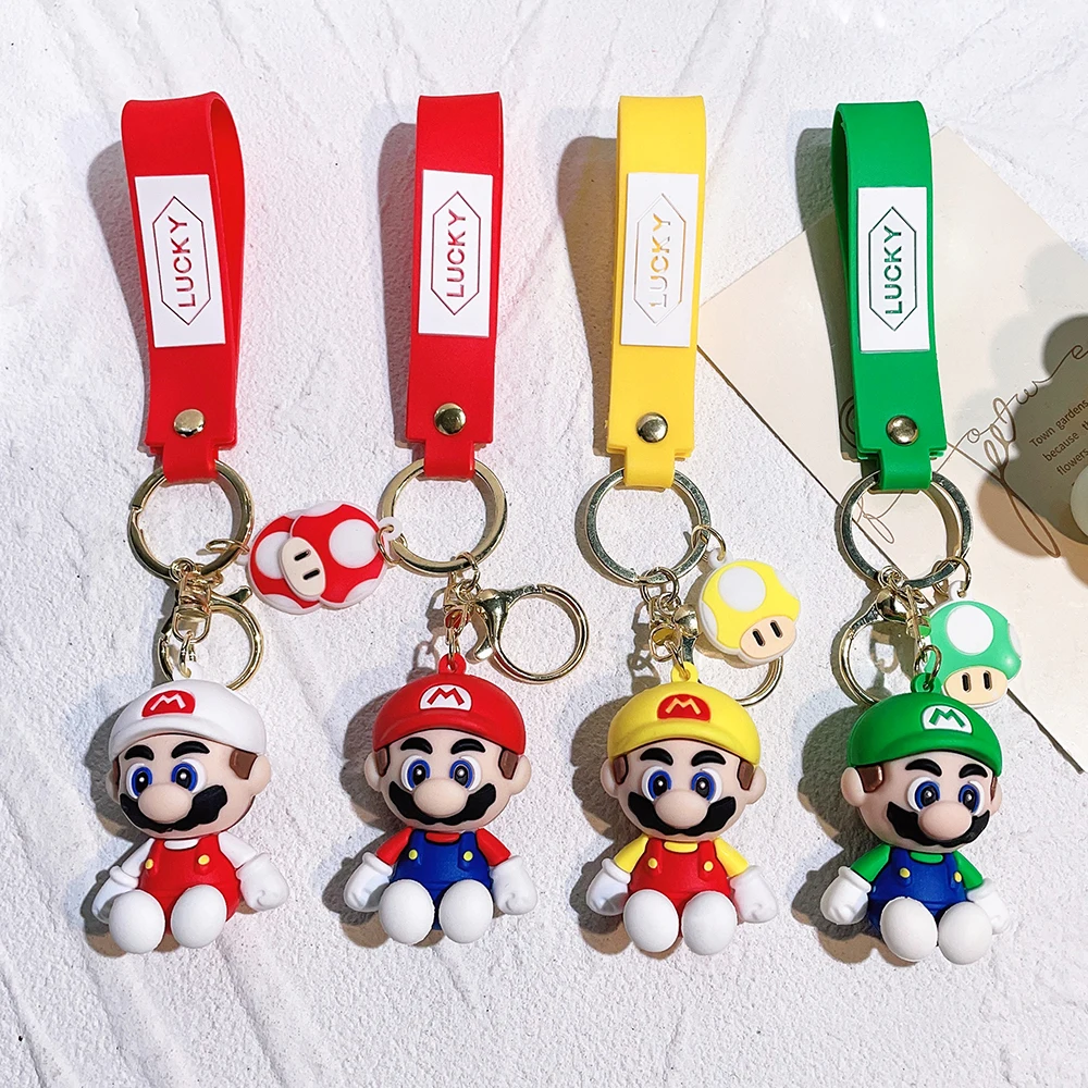New Cute Super Mario Bros Keychain Game Mario Figure Key Chain for Kids ...
