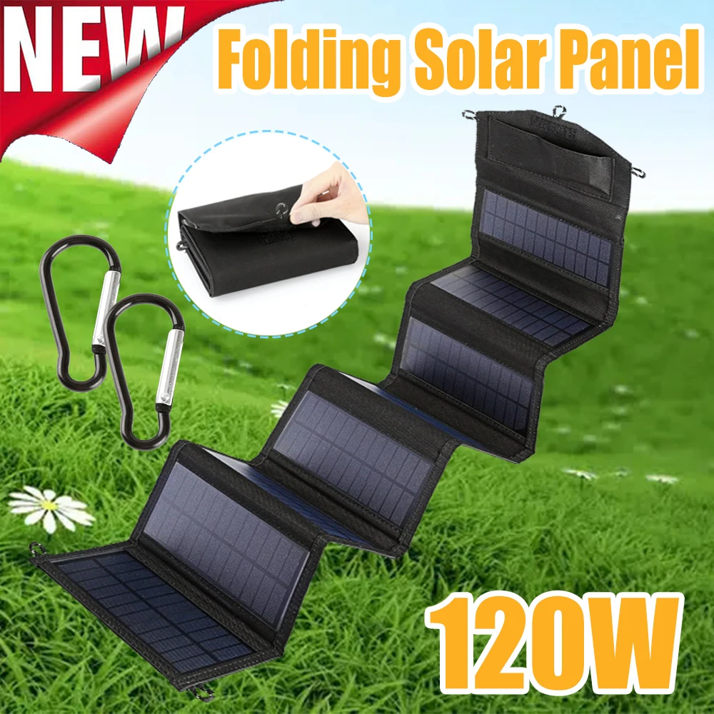 NEW-120W-Outdoor-Folding-Solar-Panels-Cell-5V-USB-Portable-Solar ...