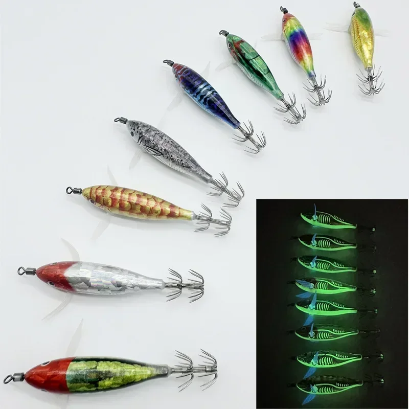 1-3PCS-Wood-Shrimp-5-5g-Horizontal-Laser-Luminous-Floating-Egi-Lure ...