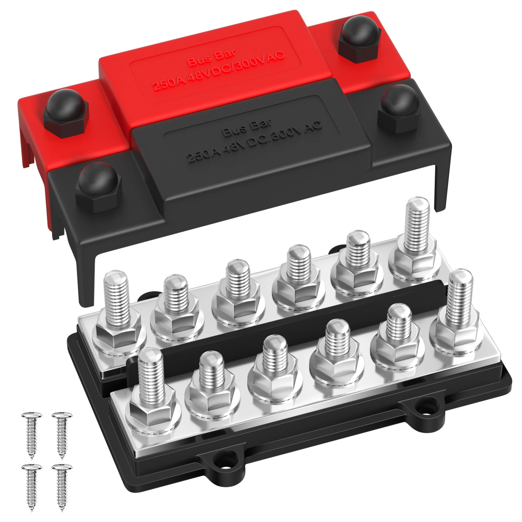 250A-Dual-Bus-Bar-12V-Dual-Row-Bus-Bar-Power-Distribution-Block-12-x-5 ...