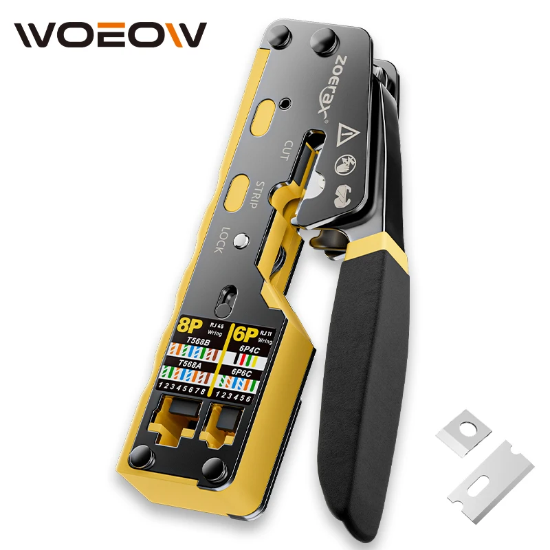 WoeoW-RJ45-Crimp-Tool-Pass-Through-Crimper-Cutter-for-Cat6-Cat5-Cat5e ...