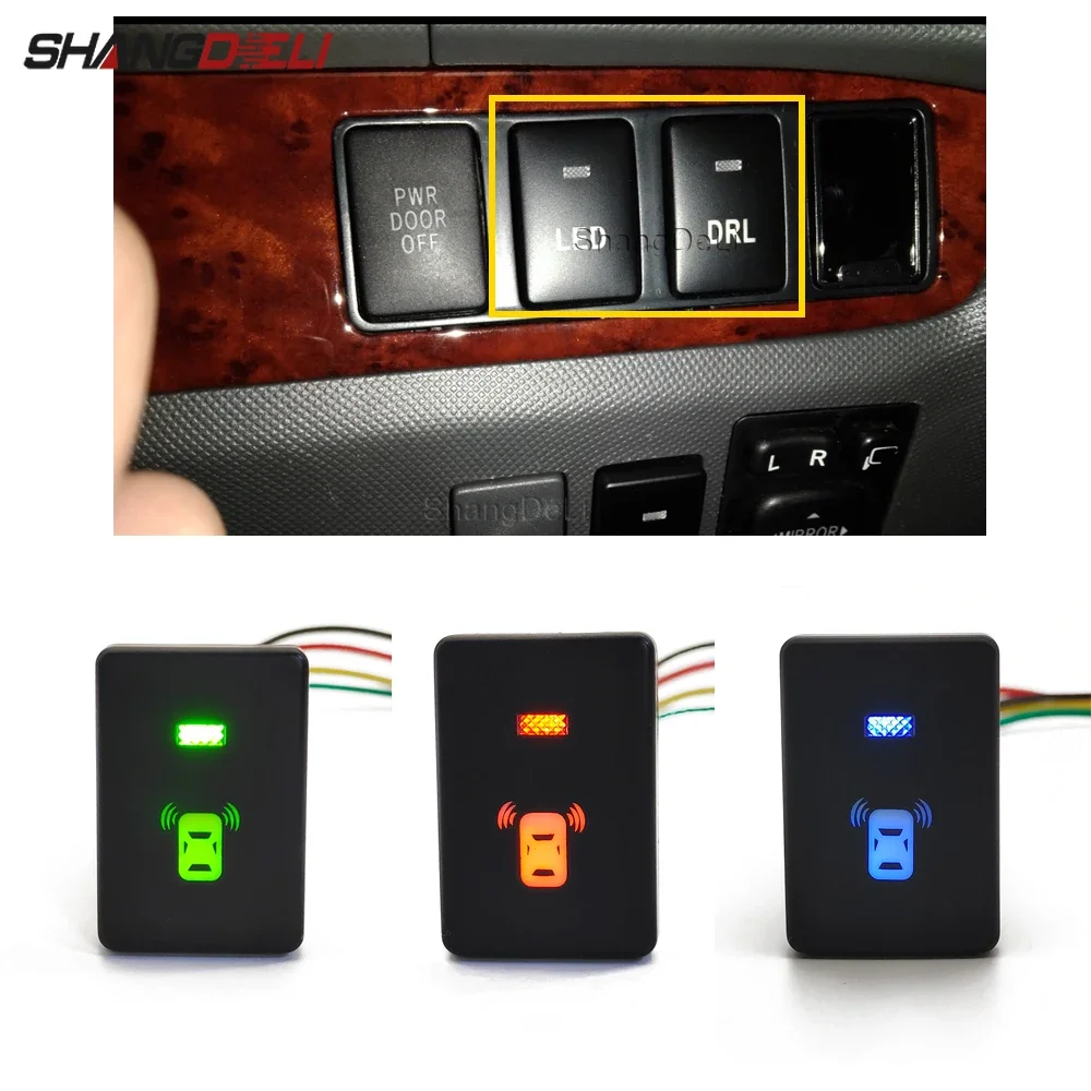 1Pc-Green-Blue-Orange-Light-Car-Radar-Parking-Sensor-Button-Switch-with ...
