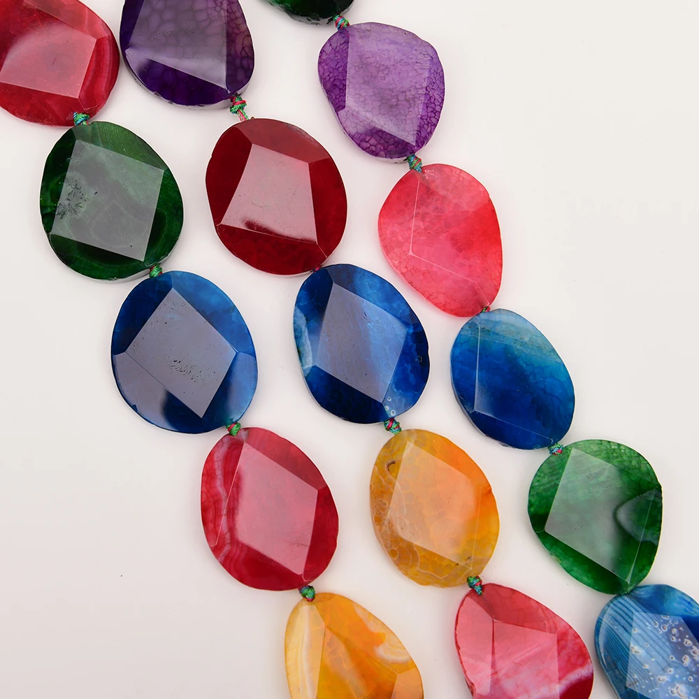 Big Mix color Agate Stone Slice Freeform Faceted Chunky Peace buckle ...