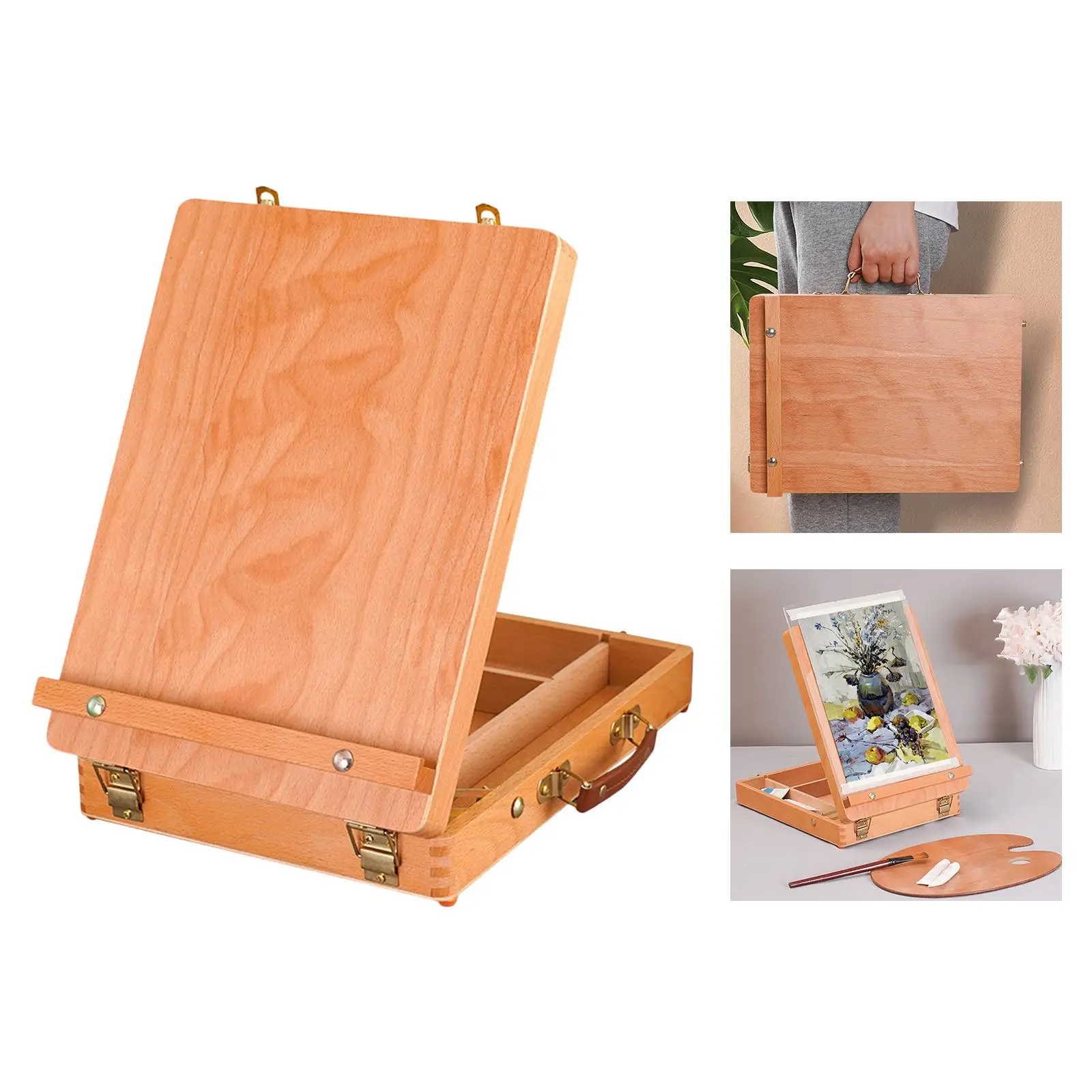 Wooden-Table-Top-Box-Easel-with-Storage-Case-Portable-Painting-Easel ...