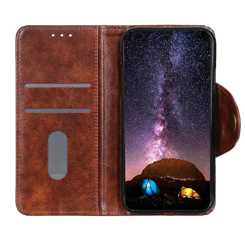 Premium Leather Flip Case Wallet with Magnetic Closure for Moto E14 ...