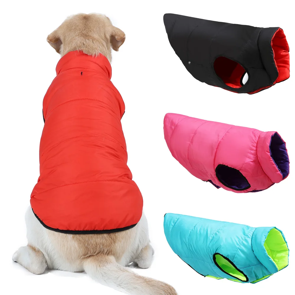 Reversible Big Dog Jacket Winter Warm Clothes For Small Large Dogs Cat ...