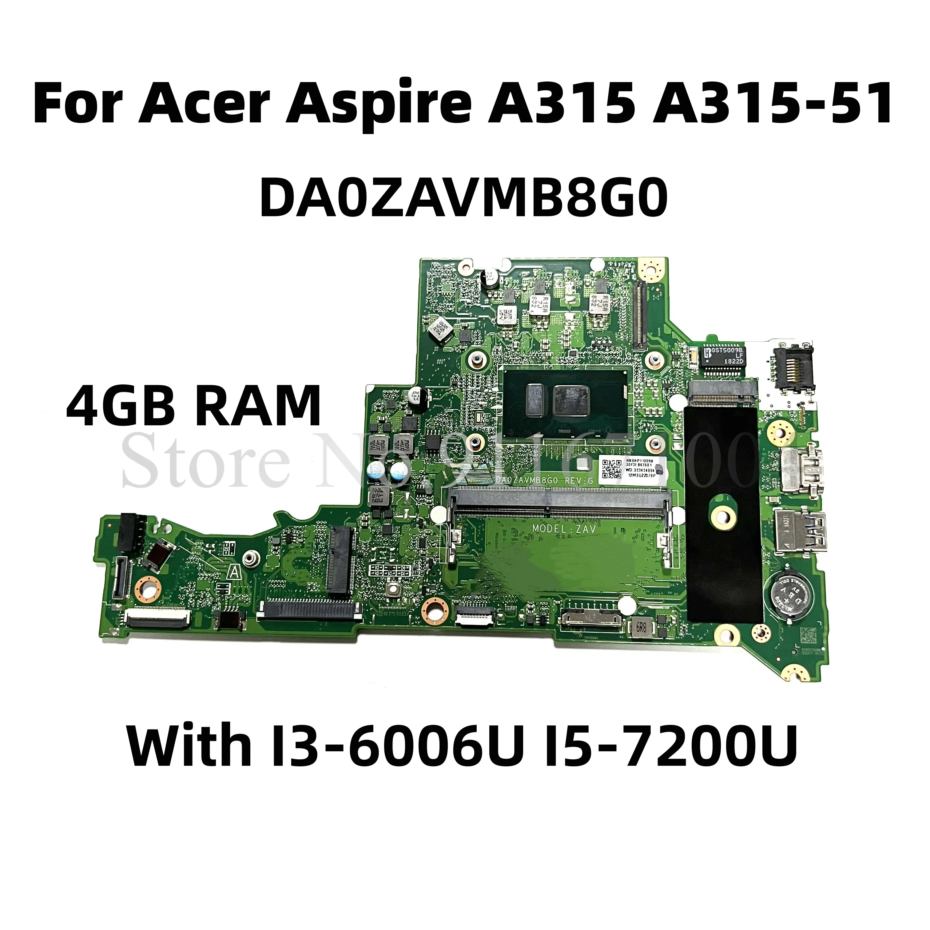 DA0ZAVMB8E0-DA0ZAVMB8G0-For-Acer-Aspire-A315-A315-51-Laptop-Motherboard-With-I3-6006U-I5-7200U ...