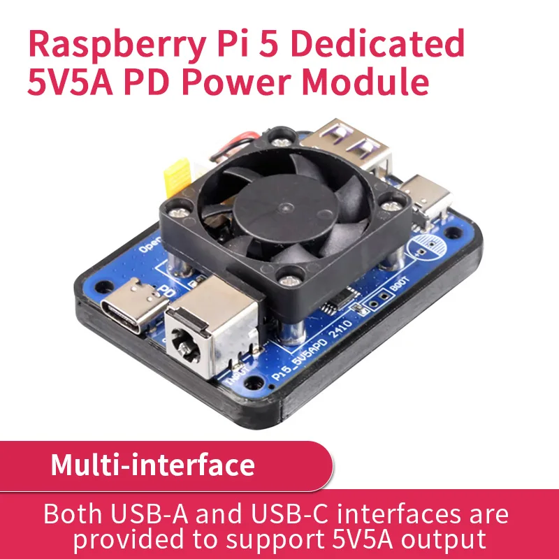 Raspberry Pi 5 Dedicated 5V5A PD Power Module, USB-A and USB-C ...