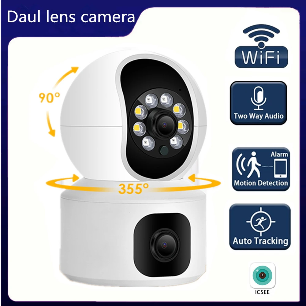 4MP WiFi Camera with Dual Screens Baby Monitor Night Vision Indoor Mini ...