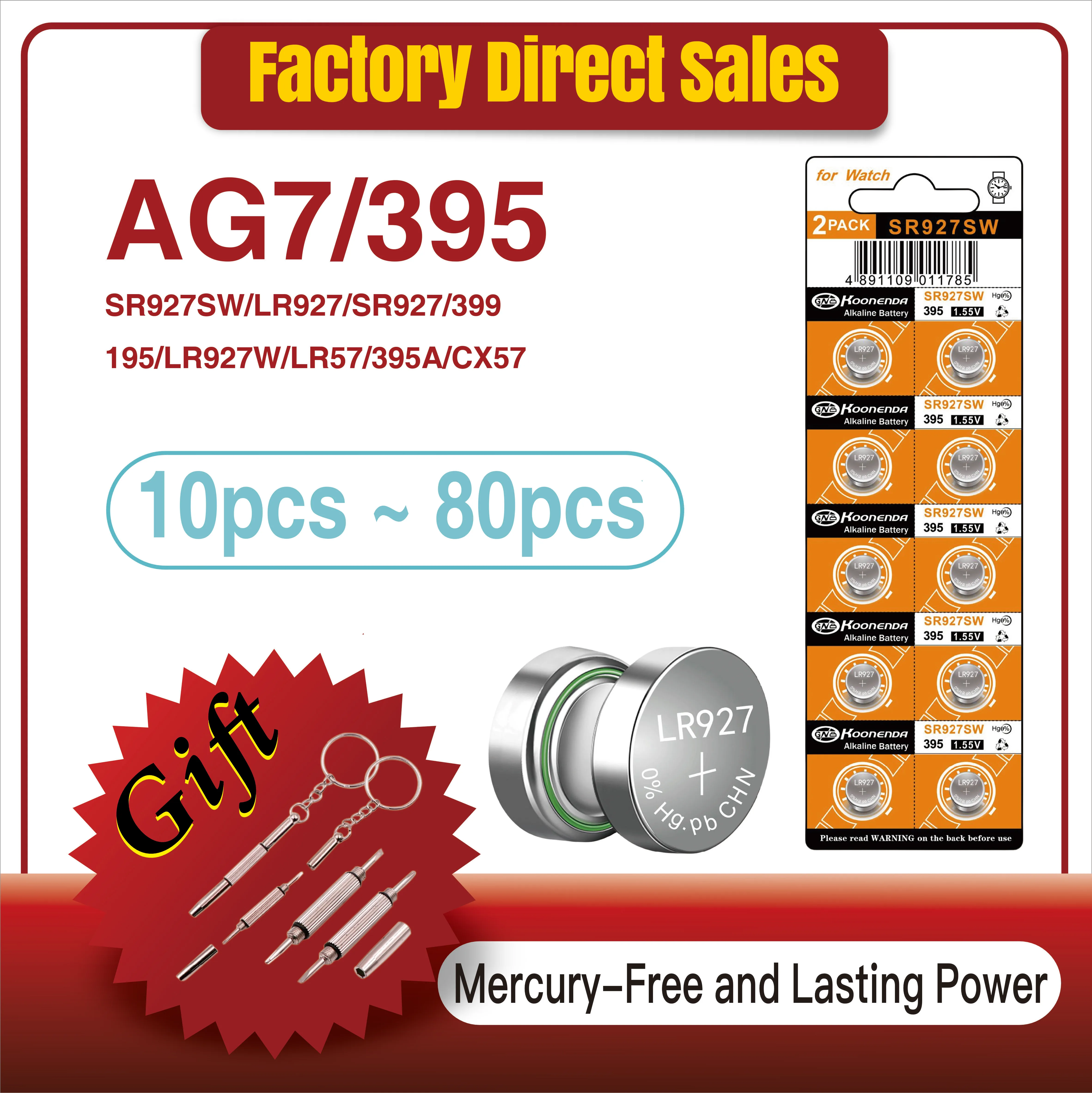 10-80PCS-46mAh-SR927W-LR927-AG7-395-Button-Pilas-Batteries-SR927-LR57 ...