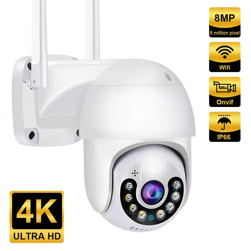 8mp 4K PTZ 카메라 IP 야외 와이파이 카메라 HD 5MP H.265 무선 감시 보안 CCTV, 1080P AI 추적 ...