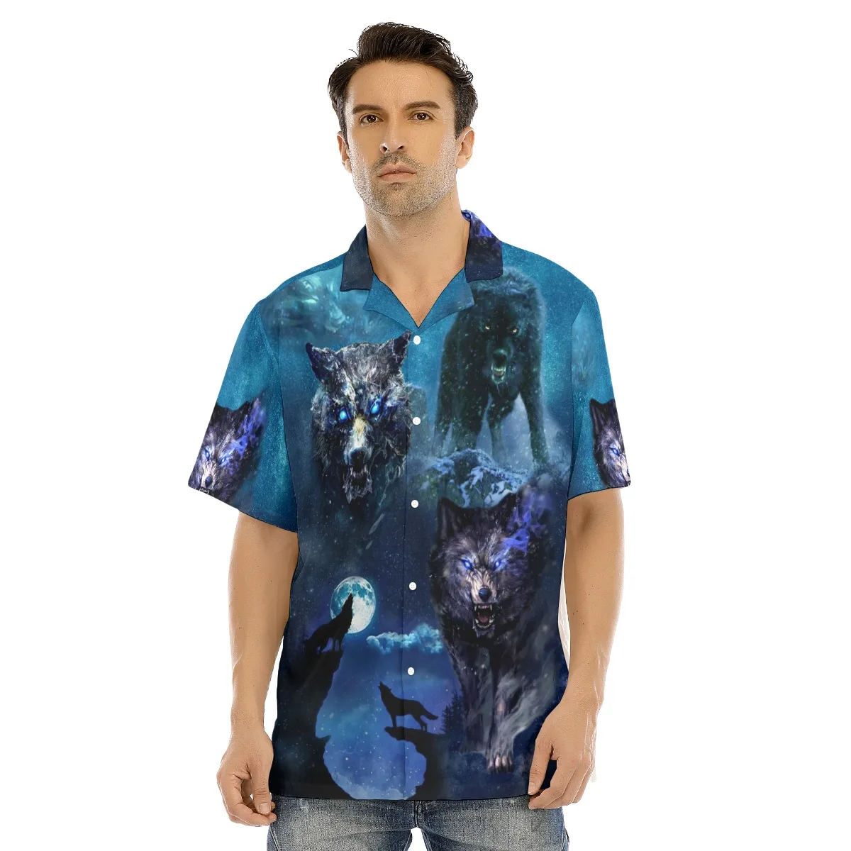 Camisa-de-lobo-para-hombre-y-mujer-camisa-de-manga-corta-con-estampado ...