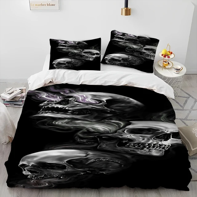 Transform Your Bedroom with a 3D Gothic Skull Bedding Set