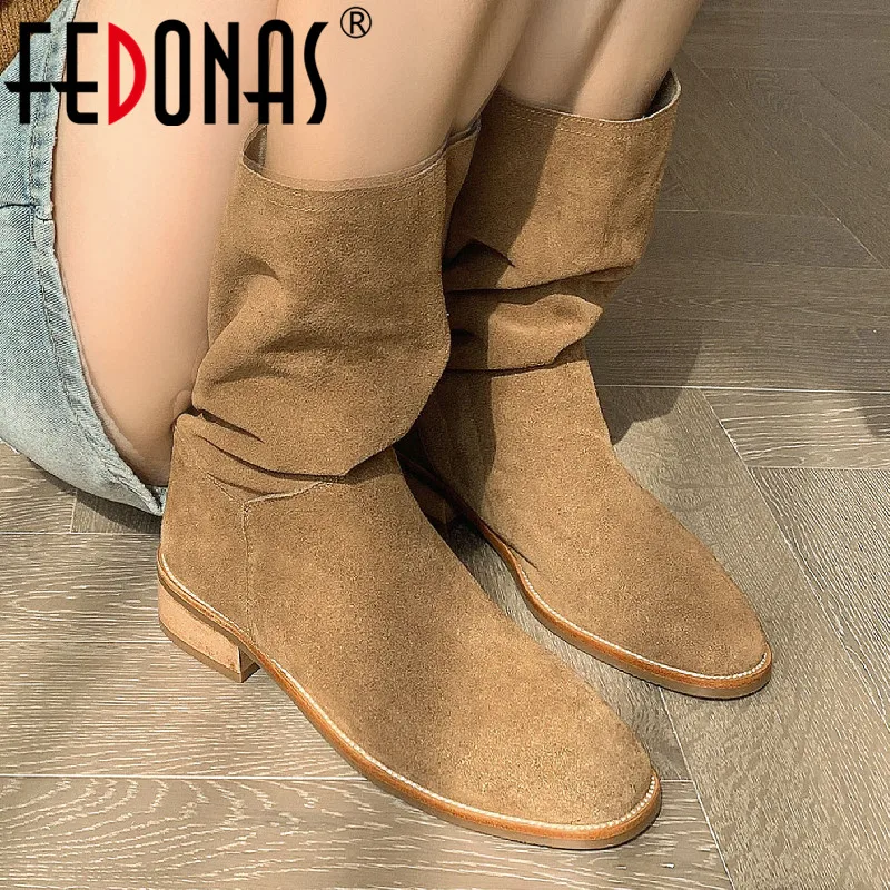 FEDONAS-Autumn-Winter-Women-Mid-Calf-Boots-Cow-Suede-Leather-Low-Heels-Comfort-Office-Ladies ...