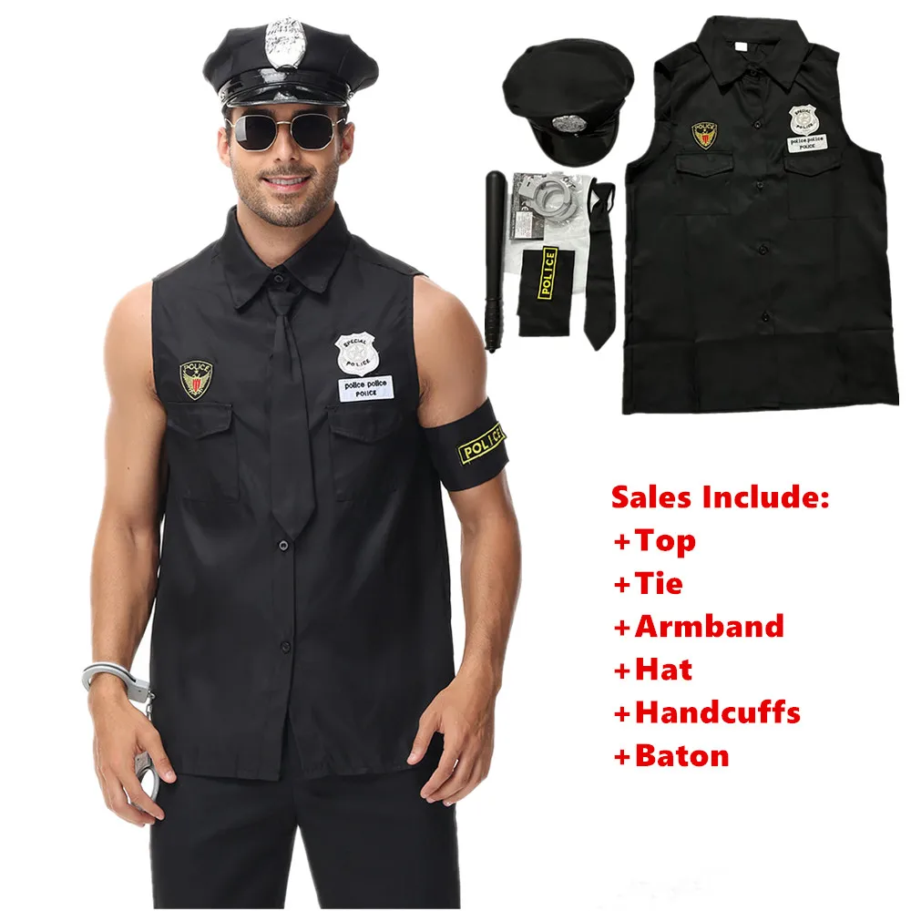 Halloween-Costumes-Handsome-Men-Police-Uniform-Top-Purim-Carnival-Party ...