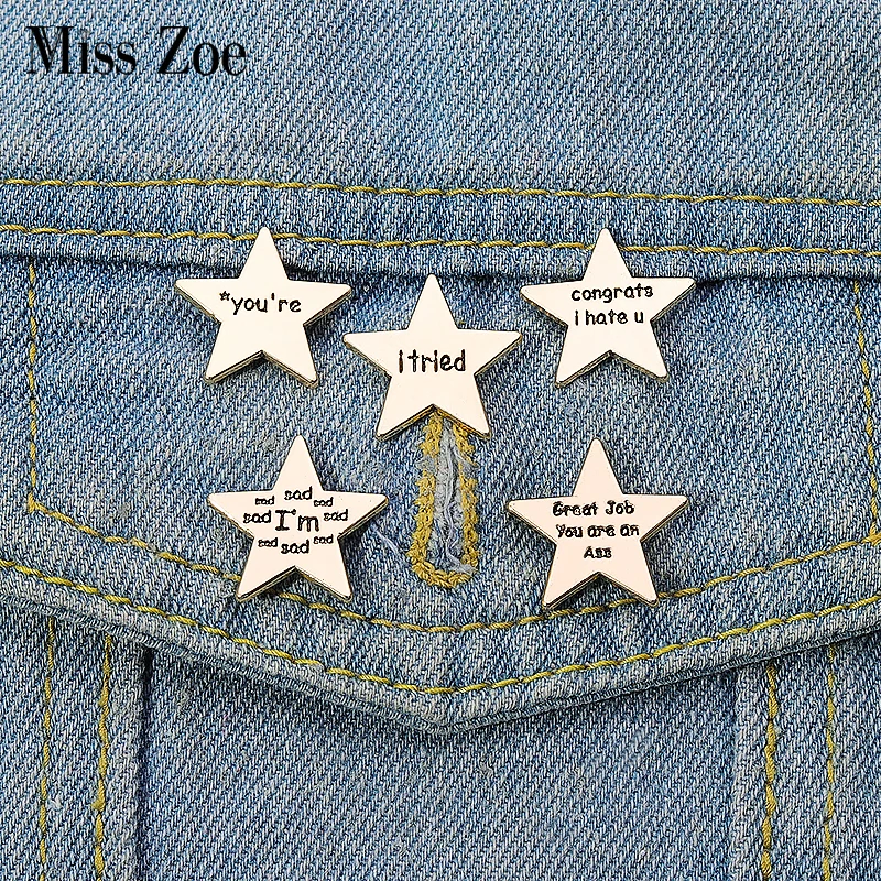 Gold-Color-Star-Enamel-Pins-Custom-i-tried-congrats-i-hate-you-Brooches ...