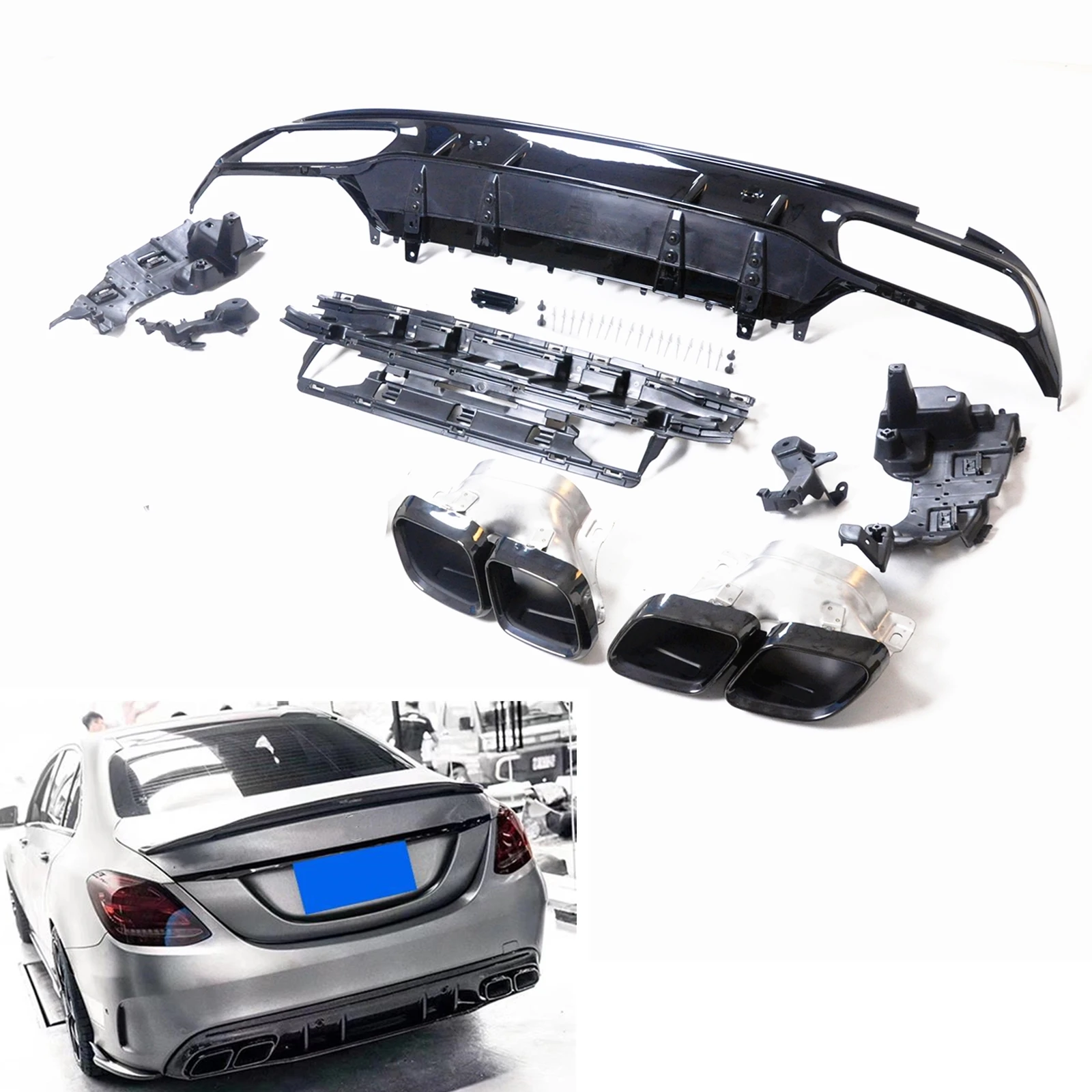 Car-Rear-Bumper-Diffuser-Spoiler-Lip-Exhaust-Muffler-Tip-Pipe-For ...