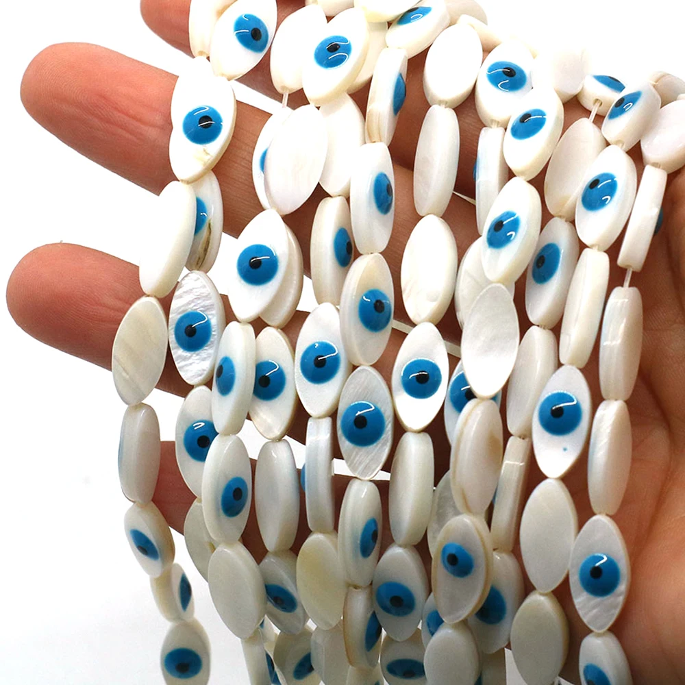Natural-Freshwater-Shell-Beads-Evil-Eye-for-Jewellery-Marquise-Shape ...
