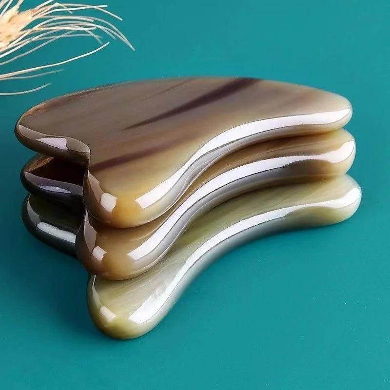 Natural Horn Scraping Plate Gua Sha Board Face Body Massager ...