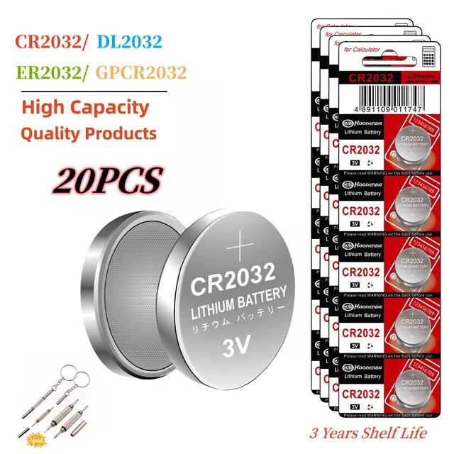 20pcs CR2032 DL2032 ECR2032 3V Lithium Coin Cell Batteries Suitable For Keyfobs, Scales ...