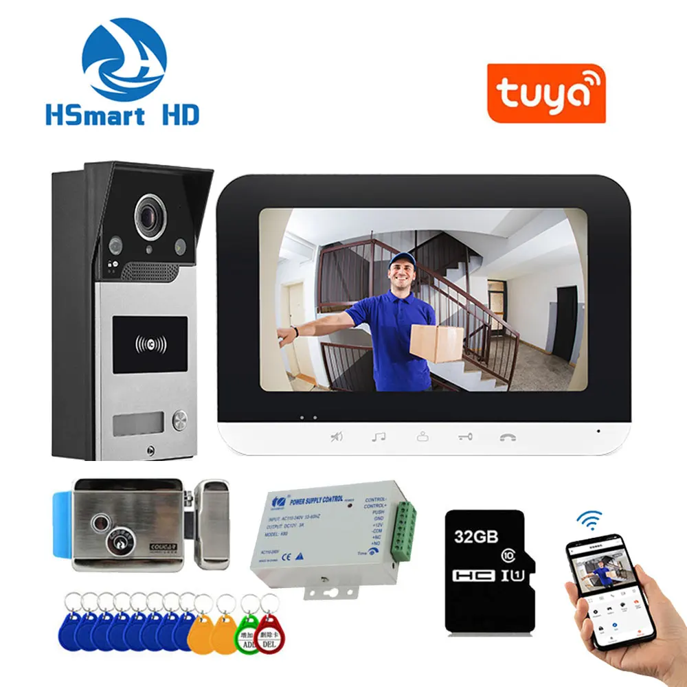 New-7-Inch-Tuya-Wifi-Smart-Video-Door-Phone-Intercom-System-With ...