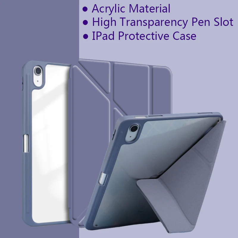 For Ipad 10 2021 Acrylic TPU Y-fold Multifunctional Protective Case For ...