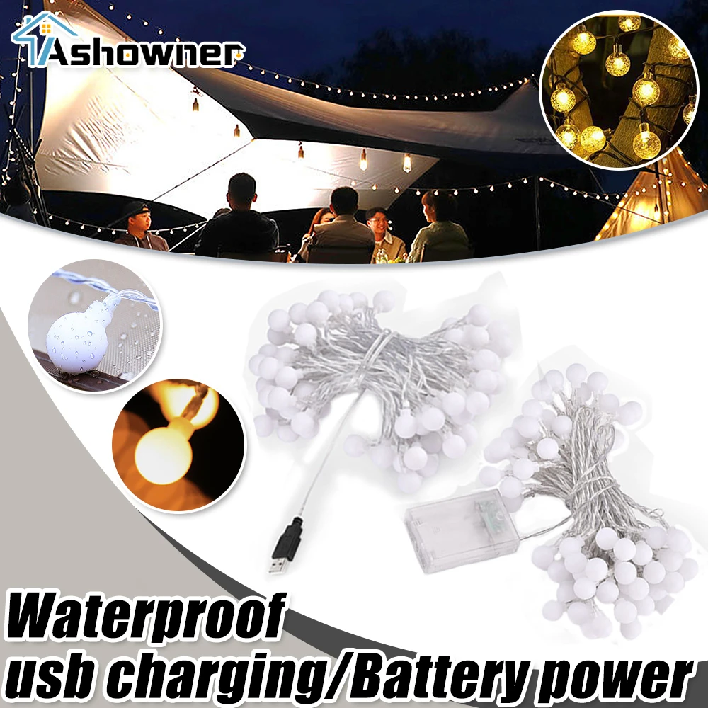 USB Charging LED Ball lamp Garland Battery Power Fairy String Decor ...