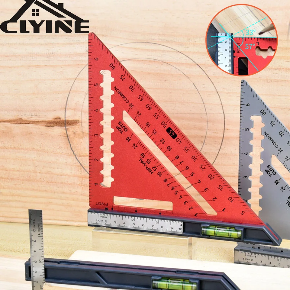7-INCH-Triangle-Ruler-Aluminum-Alloy-Angle-Protractor-Speed-Metric ...