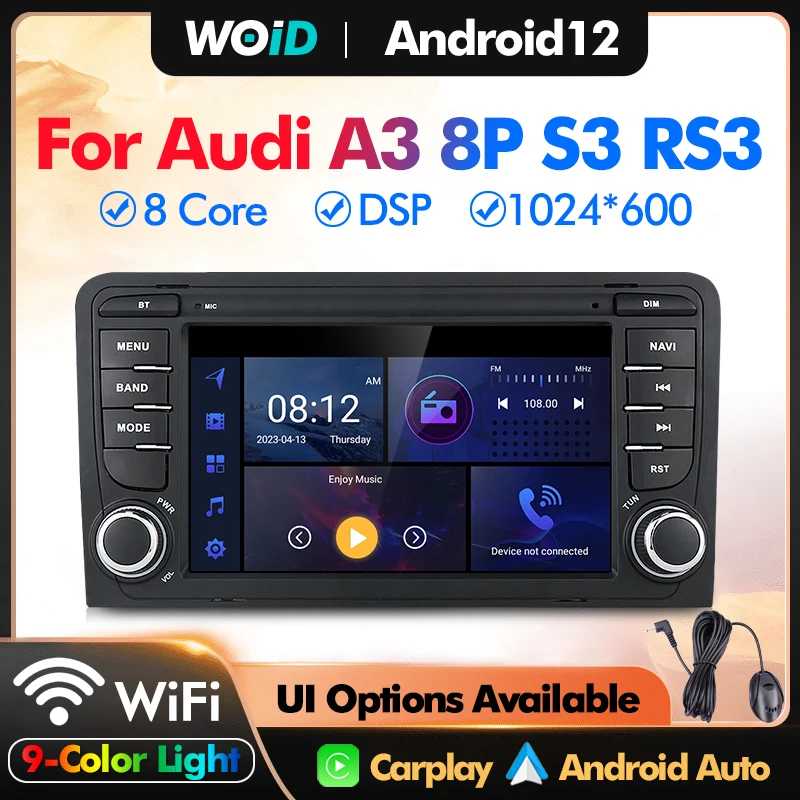 Android-12-Car-Radio-7-Inch-Video-Player-For-Audi-A3-8P-S3-2003-2012 ...