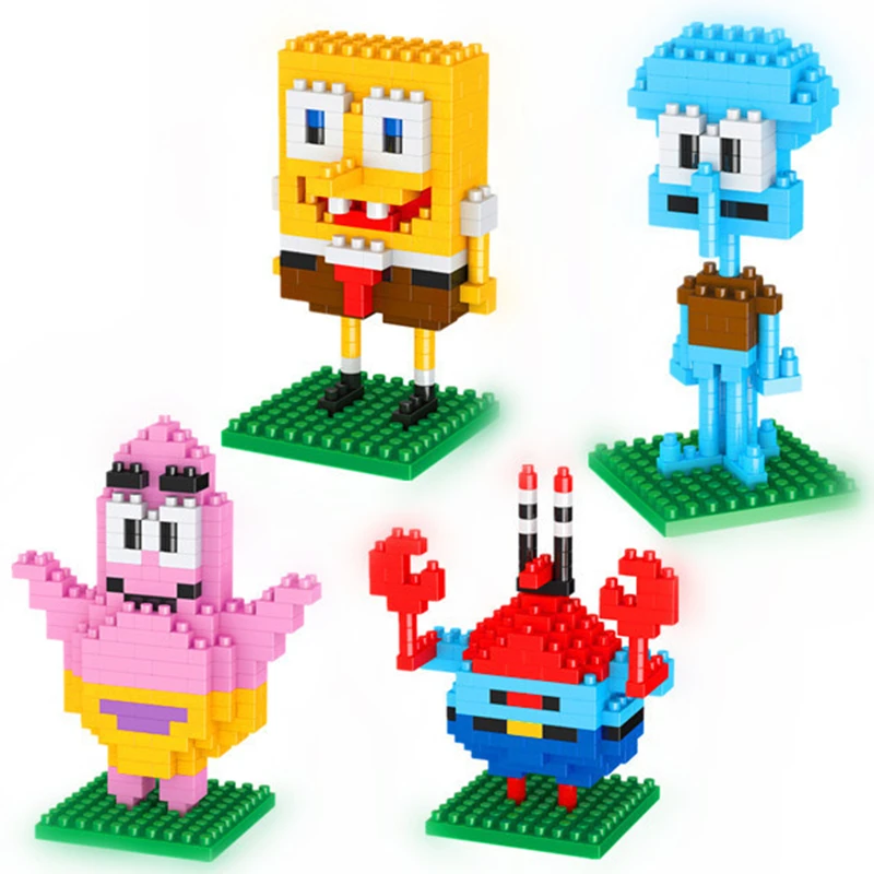DIY Cartoon Animation Sponge Building Blocks Educational Bob Blocks Toy ...