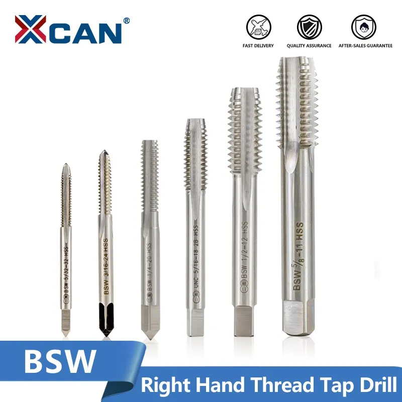 XCAN-1pc-BSW-Straight-Thread-Tap-HSS-Right-Hand-Plug-Tap-Screw-Thread ...