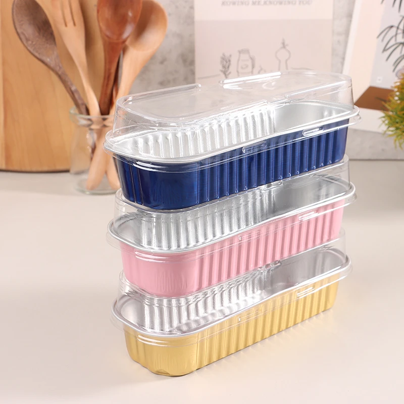 10Pcs 200ml Aluminum Foil Baking Cake Box Rectangular Tin Cupcake ...