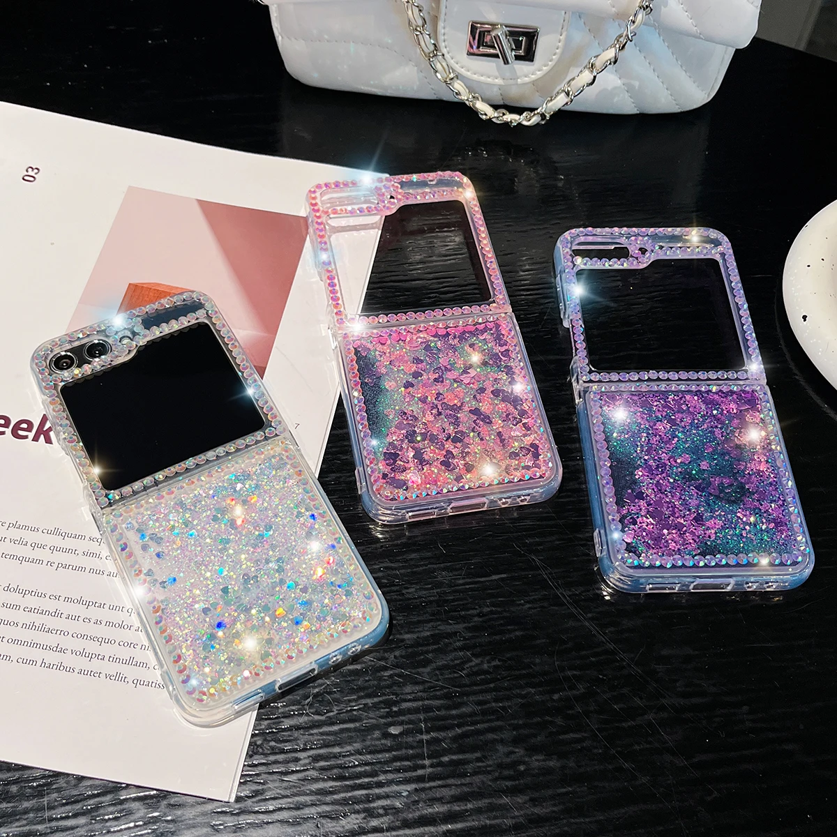 For-Samsung-Galaxy-Z-Flip-5-4-3-G-Luxury-Cute-Pearl-Diamond-Crystal ...