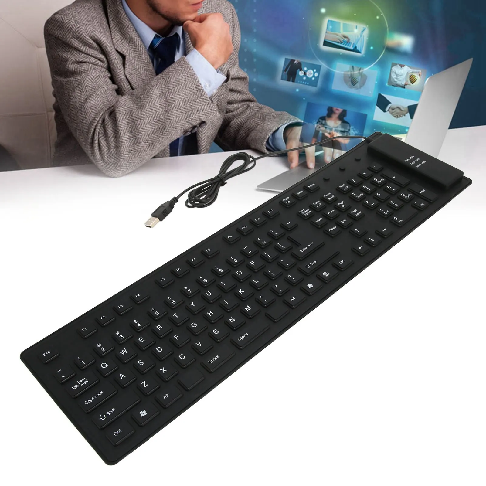 109-Keys-Foldable-Silicone-Keyboard-USB-Wired-Keyboard-109-Keys-Good ...