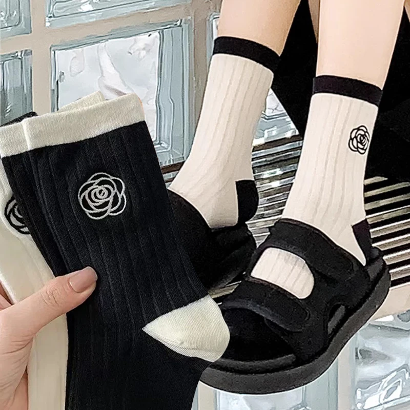 Retro-Camellia-Rose-Socks-Sweet-Lolita-Flowers-Cotton-Socks-Girls ...
