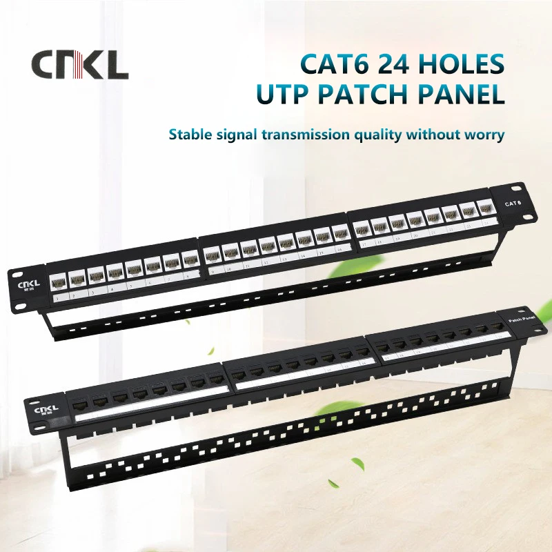 24 Port UTP CAT6 Patch panel RJ45 Shielded Through Coupler Keystone Jack 19" Inch Rackmount Wall ...