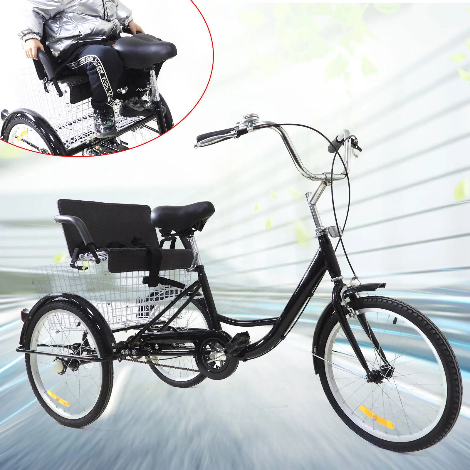 20-Volwassen-Driewieler-3-Wiel-Fiets-Trike-Bike-Met-Kinderzitje-En ...