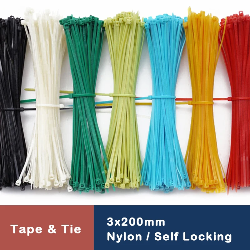 100pcs-Self-Locking-Nylon-Cable-Ties-3-x-200mm-Plastic-Zip-Tie-Band ...