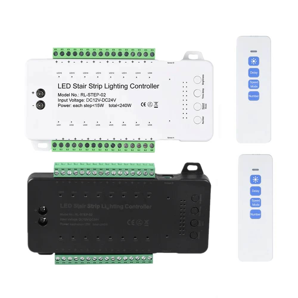 Stair Motion Sensor Step LED Controller White Black Body 16 Channels ...