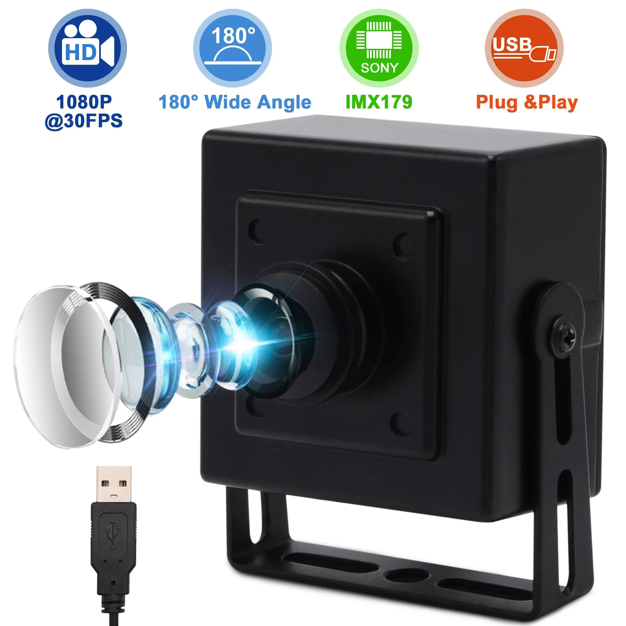 ELP OEM 8Megapixel IMX179 Mini Camera Module HD Video Security Fisheye ...