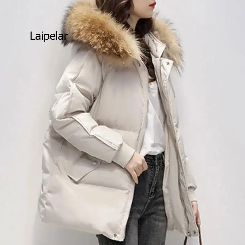 Women's Hooded Parka Pure Color Casual Thicken Jacket Korean Fashion ...