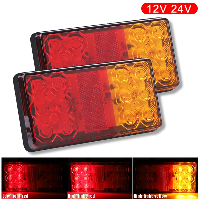 12V-24V-Square-LED-Tail-Brake-Light-LED-Signal-Lamp-Red-Amber-Lamp ...